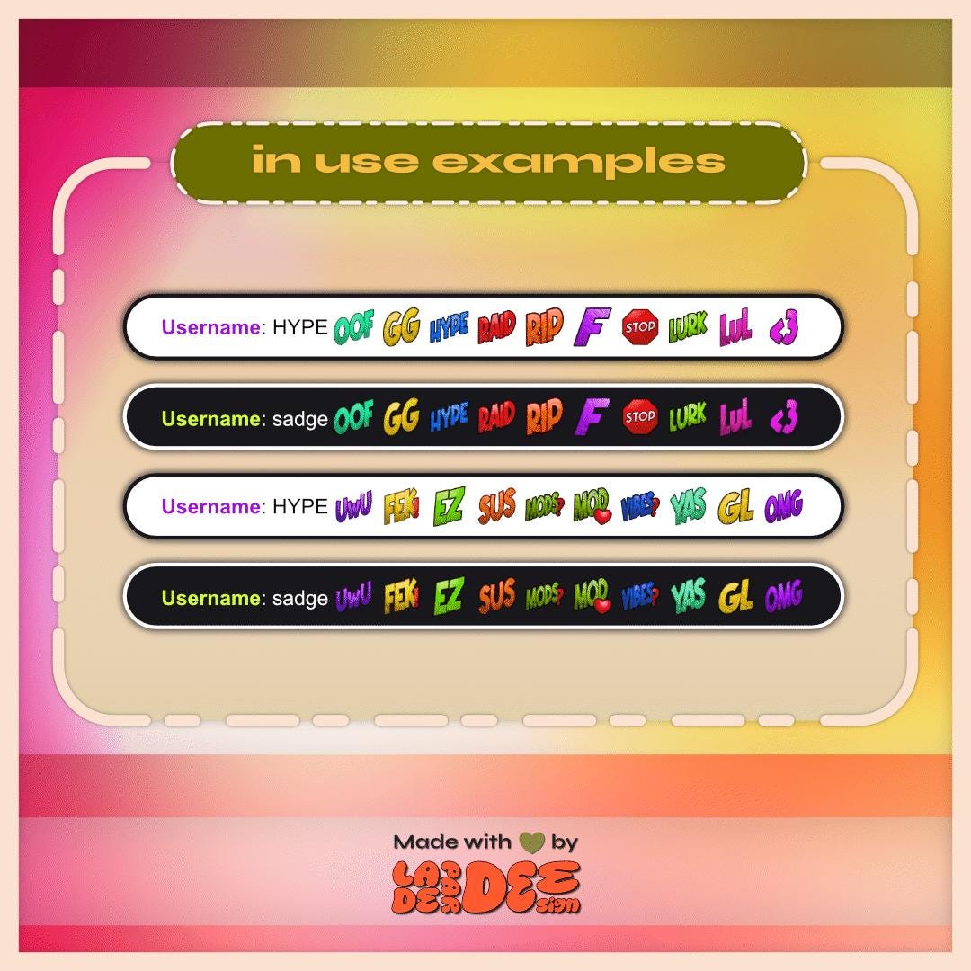 FREEBIE Neon Bubble Letter Starter Emotes : KICK, Twitch, Youtube ...