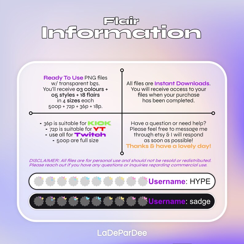 FREEBIE Pastel Doodle Sub Flairs: KICK, Twitch, Youtube & More - Etsy