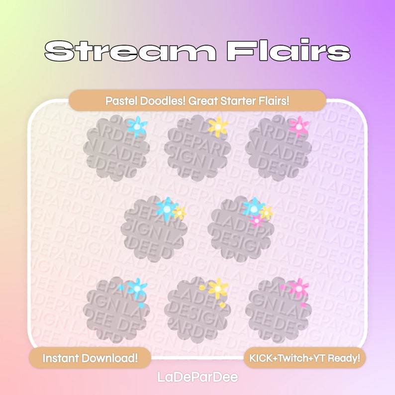 FREEBIE Pastel Doodle Sub Flairs: KICK, Twitch, Youtube & More - Etsy