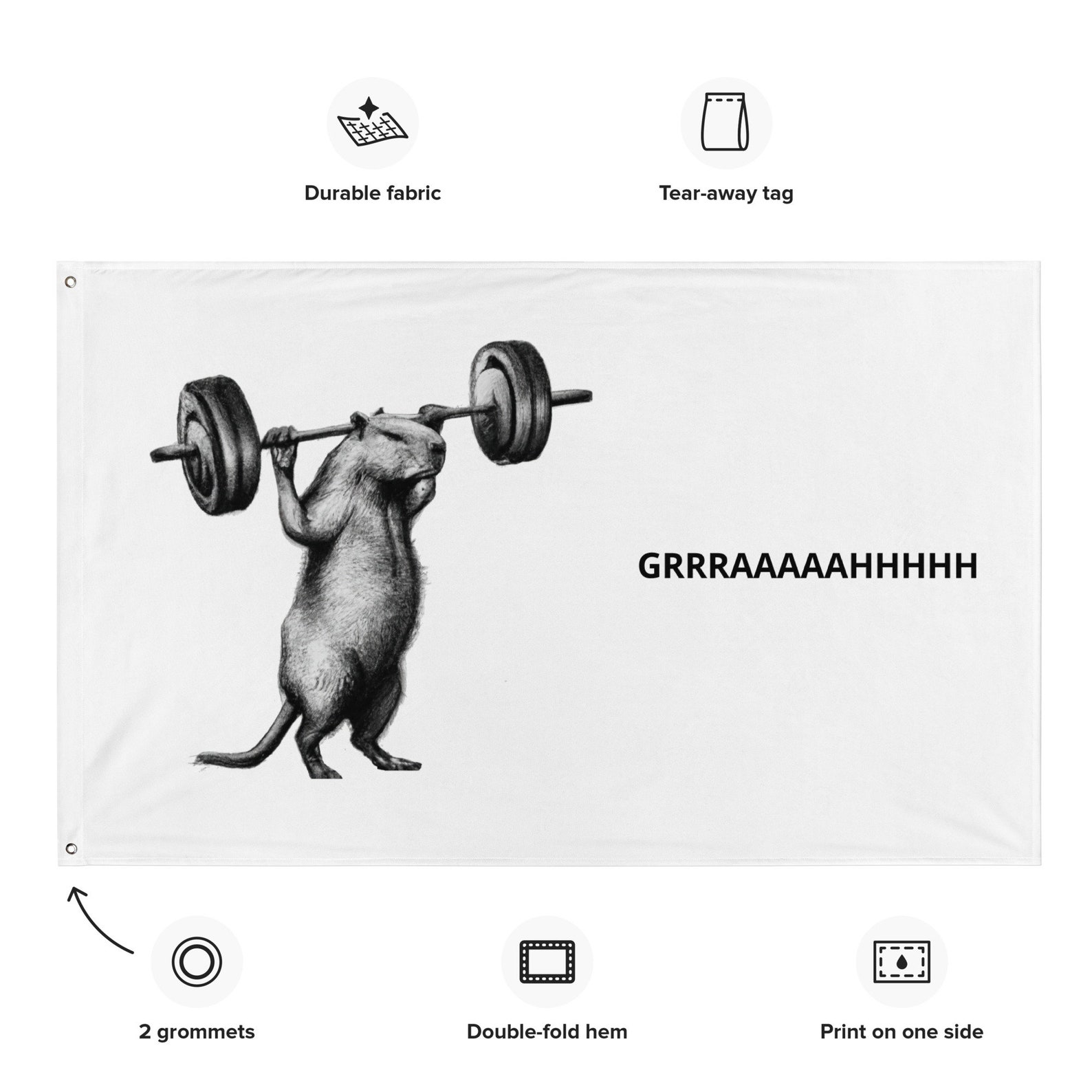 Capybara Flag, Funny Dorm Flag, Weightlifting Gym Bro Gym Rat Flag ...