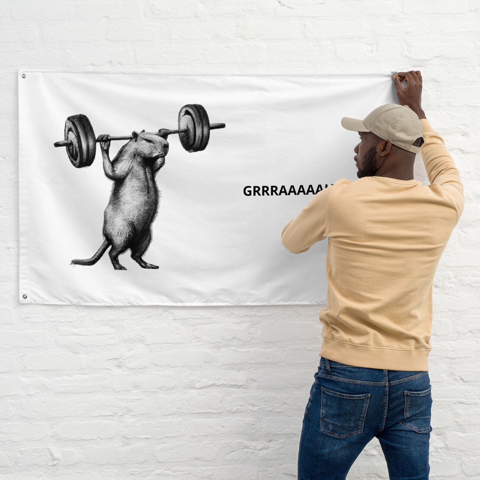 Capybara Flag, Funny Dorm Flag, Weightlifting Gym Bro Gym Rat Flag ...