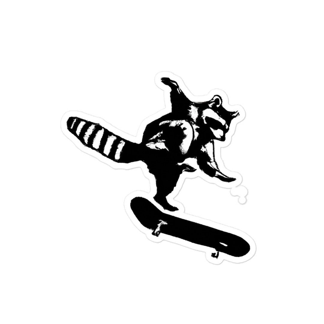 Raccoon Sticker, Funny Sticker Gift, Raccoon Decal, Skateboarding ...