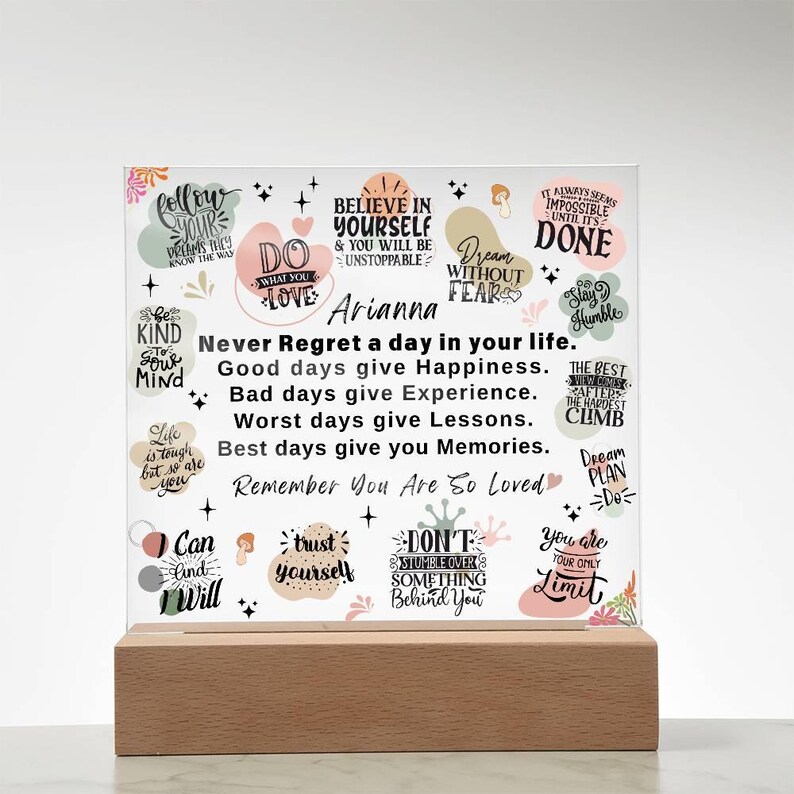 Personalize Back to School Positive Affirmations Plaque, Never Regret ...