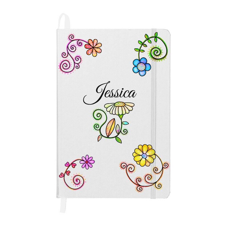 Whimsical Flowers Personalize Hard Cover Journal, Fun Birthday Gift for ...