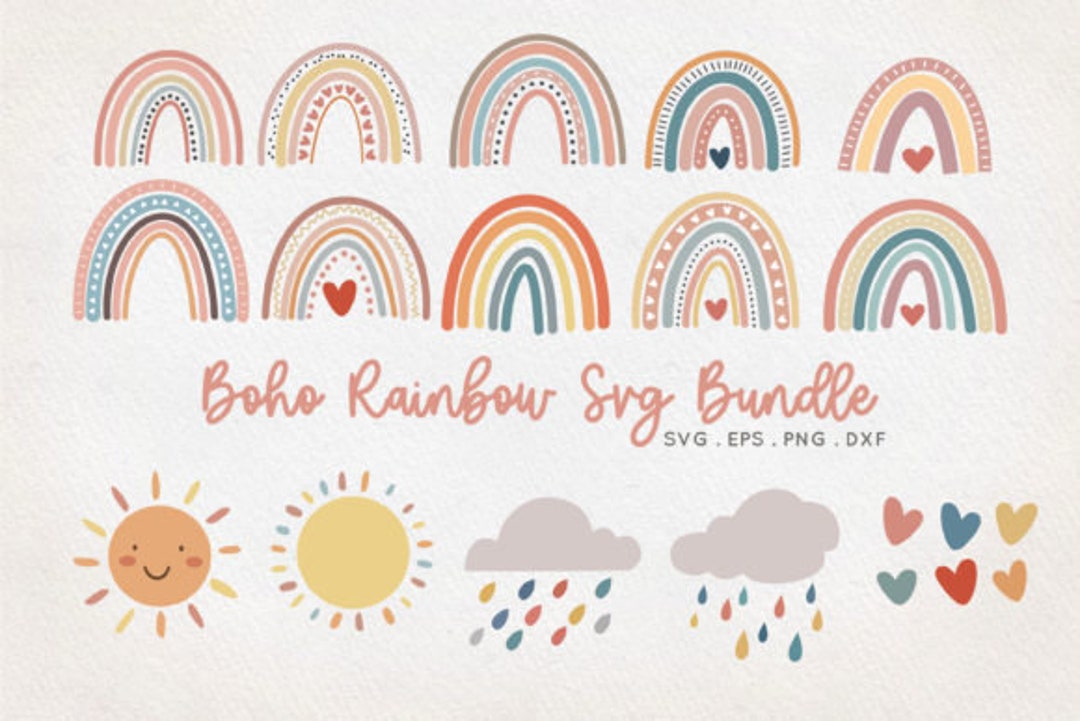 Boho Rainbow Bundle Boho Rainbow Svg Bundle Cute Rainbow - Etsy Australia