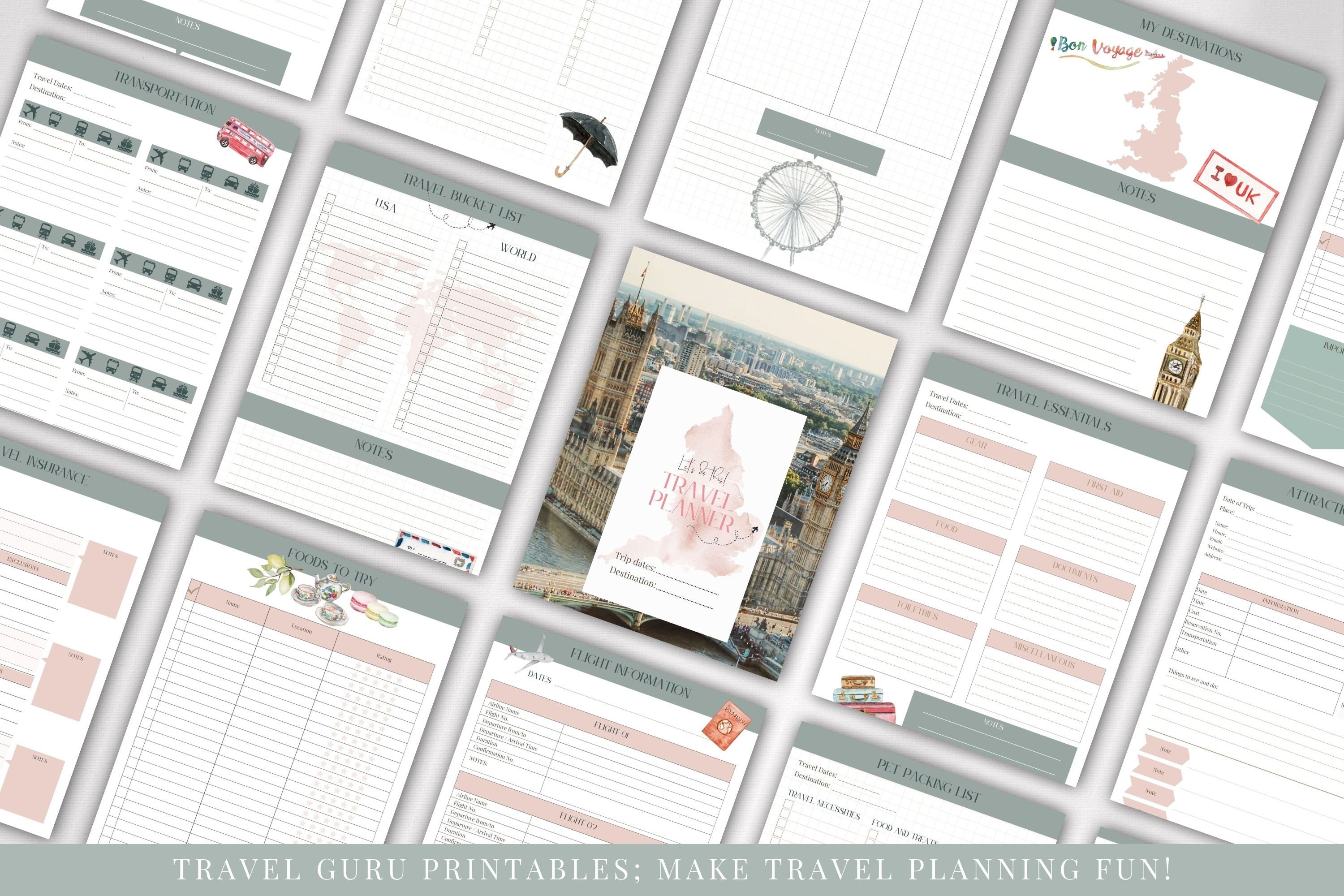 Printable London Travel Itinerary London Travel Planner Printable ...