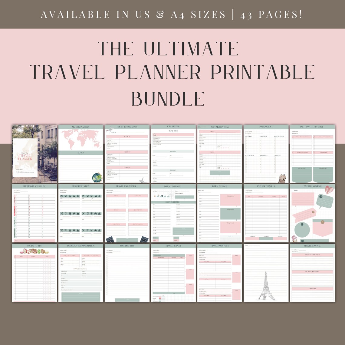 Paris Travel Planner Printable Printable Travel Planner Printable ...