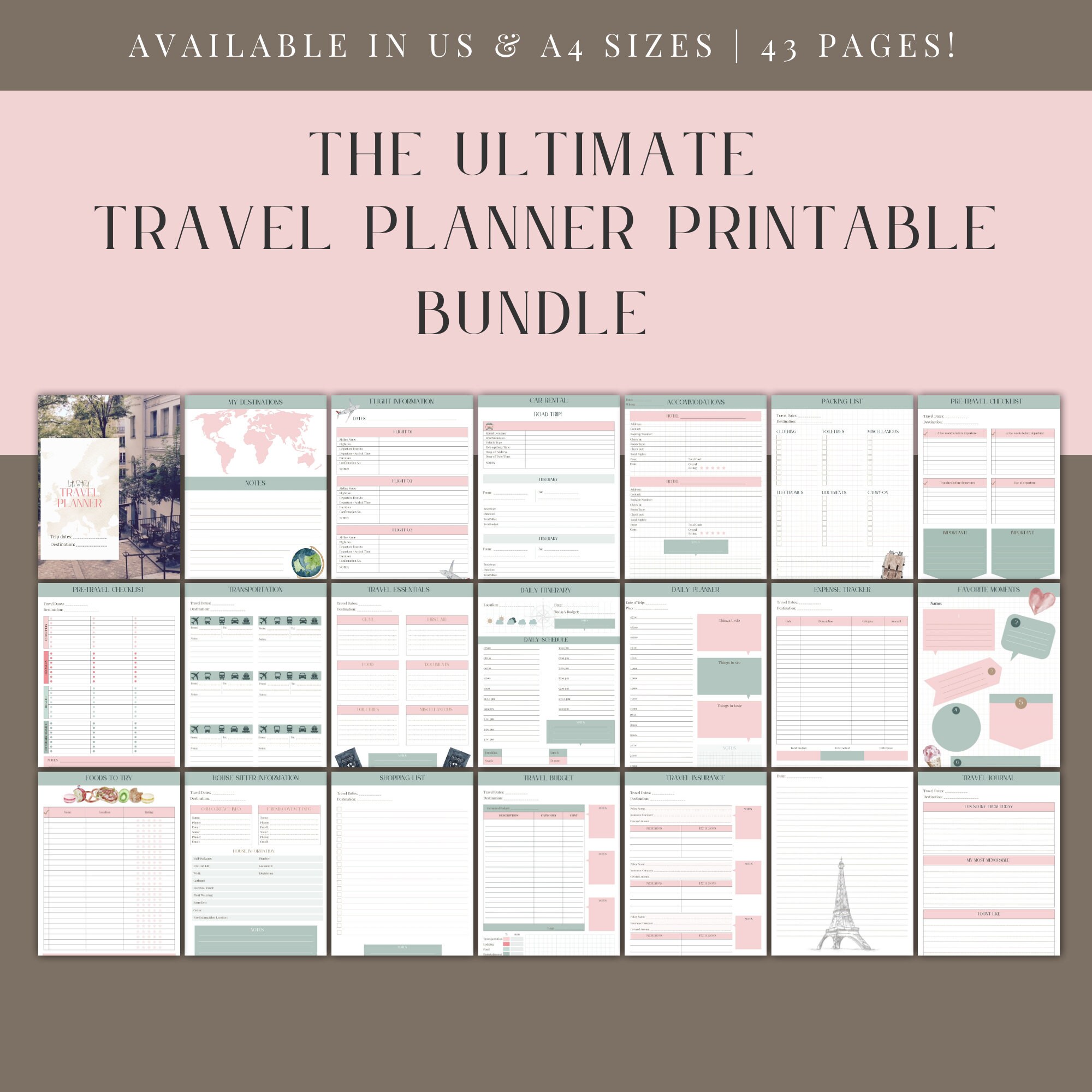 Paris Travel Planner Printable Printable Travel Planner Printable ...