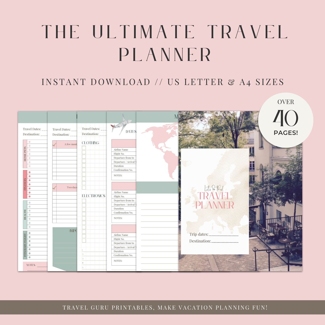 Paris Travel Planner Printable Printable Travel Planner Printable ...