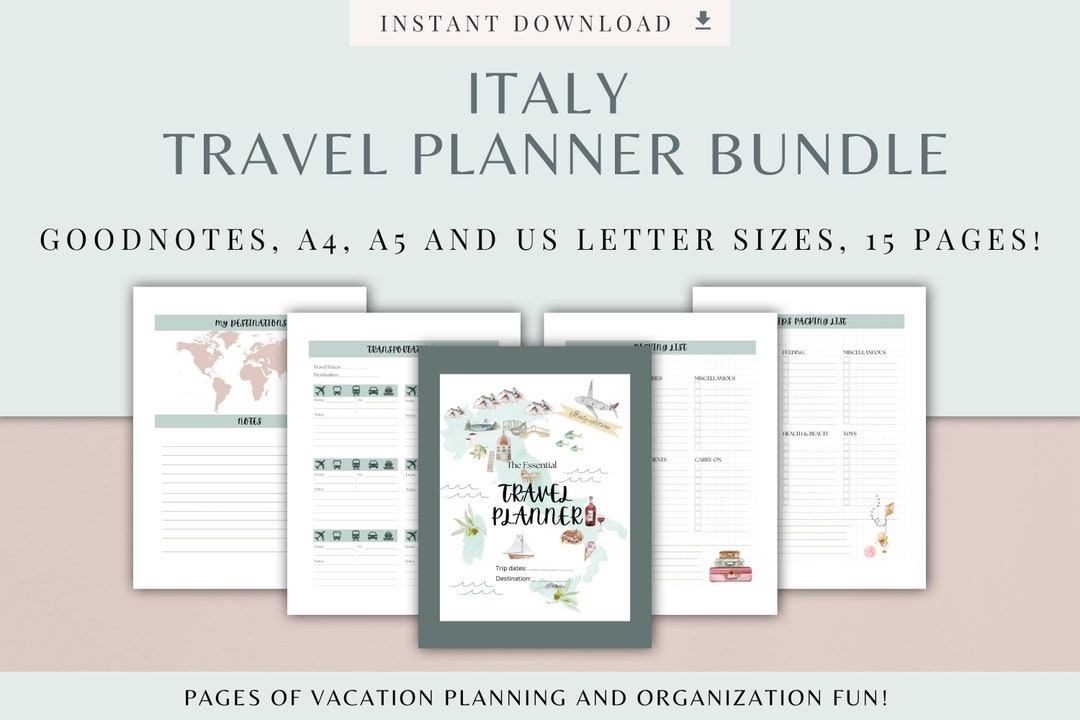 Italy Travel Itinerary Printable Goodnotes Travel Planner Digital ...