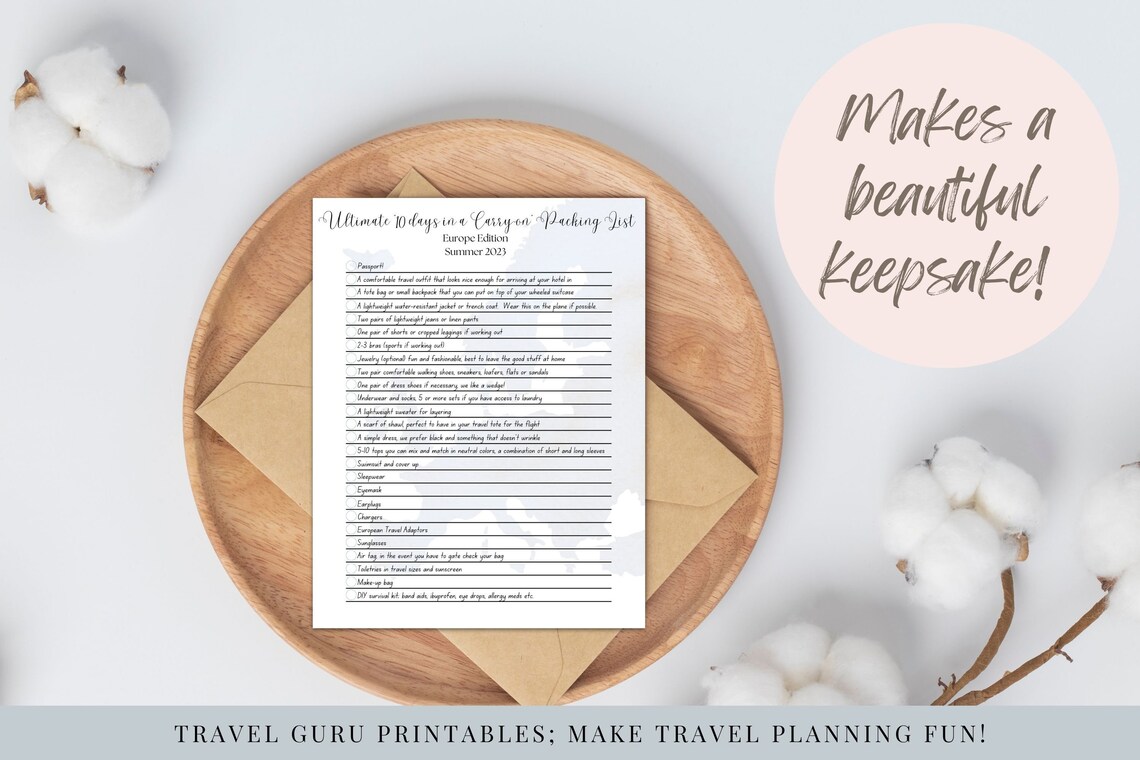 Europe Packing List Printable Printable Packing List for Europe ...