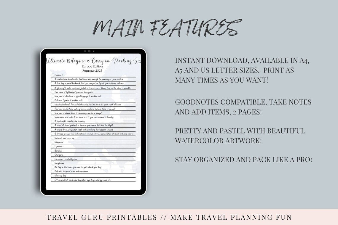 Europe Packing List Printable Printable Packing List for Europe ...