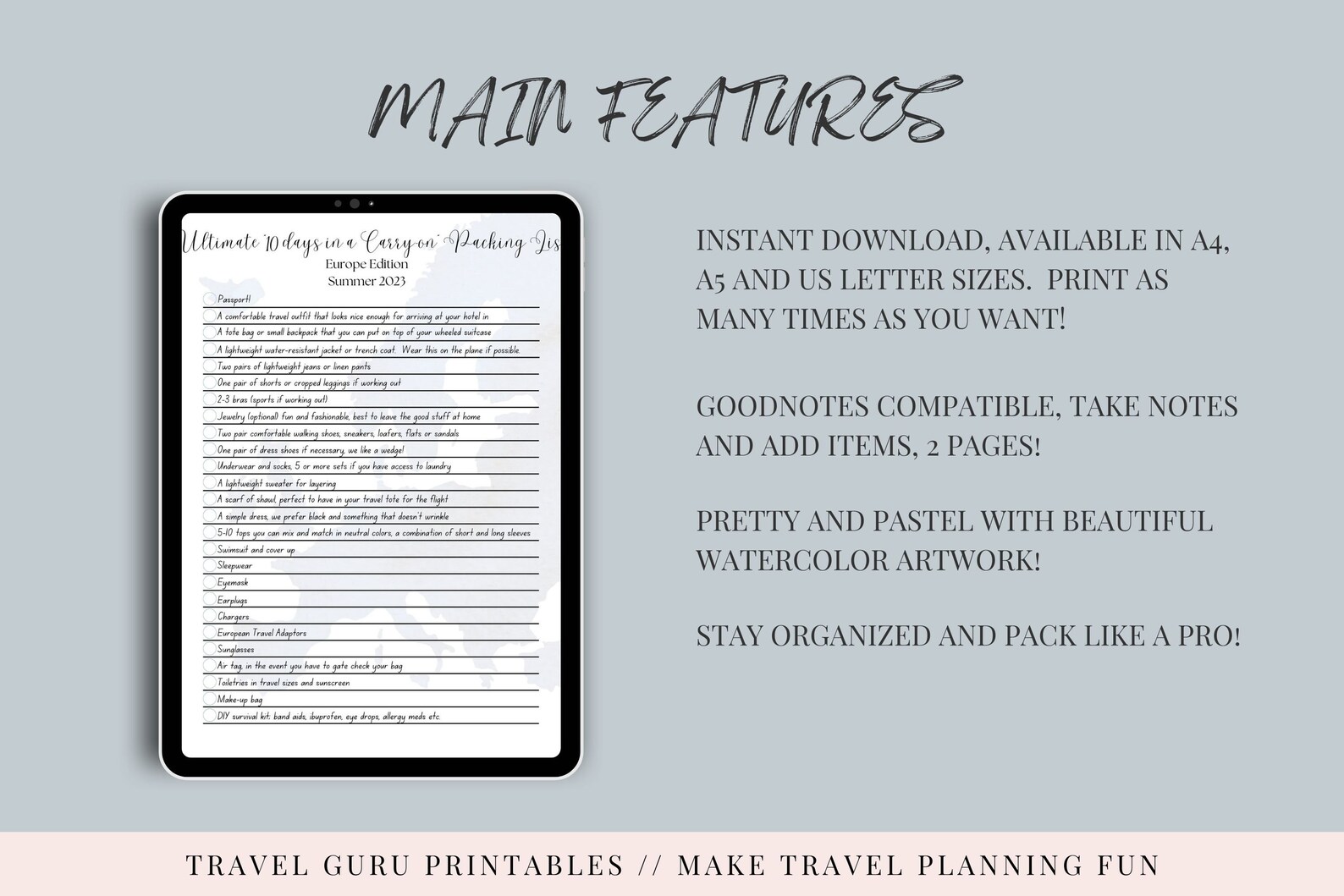 Europe Packing List Printable Printable Packing List for Europe