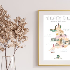 Watercolor Travel Map England Travel Map Custom Map Print Travel Map ...