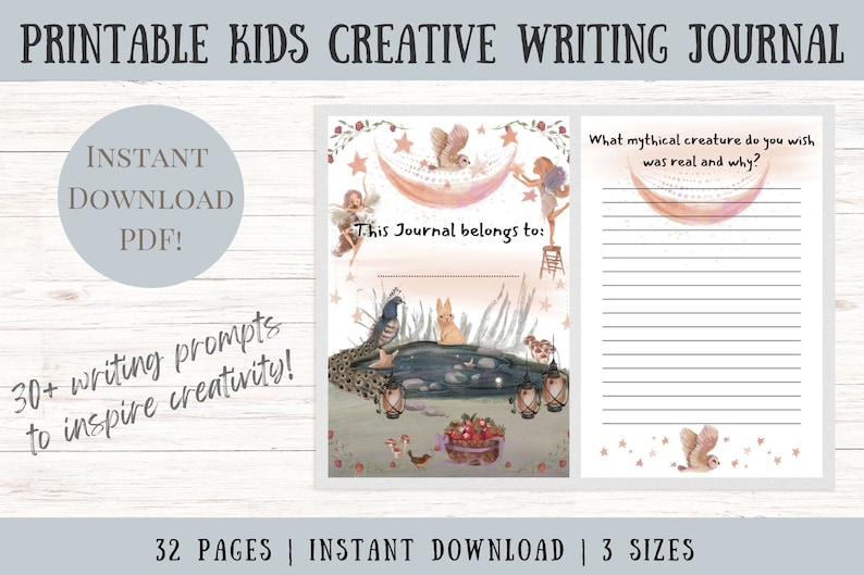 Fairy Themed Kids Creative Writing Journal Printable Children's Journal ...