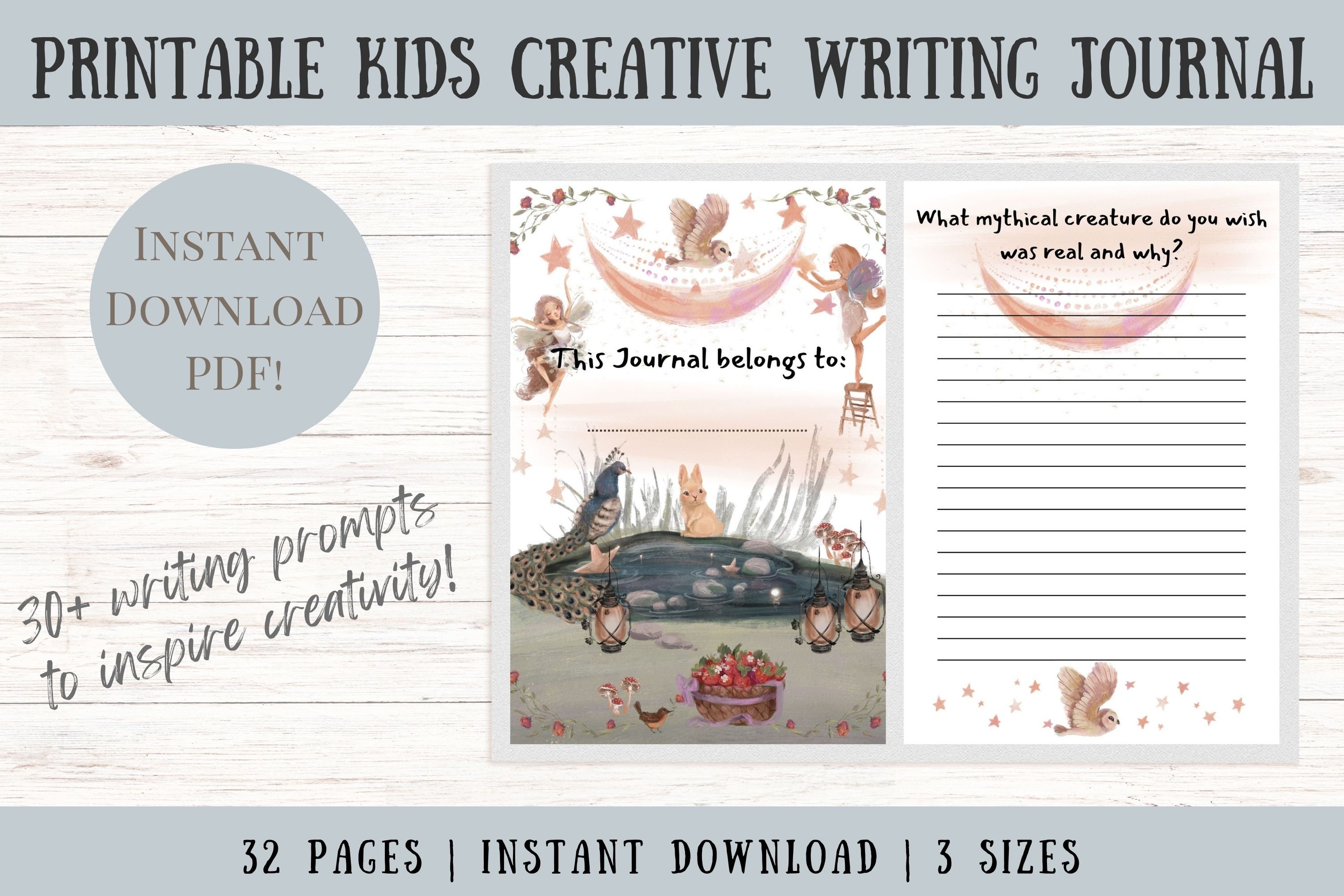 Fairy Themed Kids Creative Writing Journal Printable Children's Journal ...