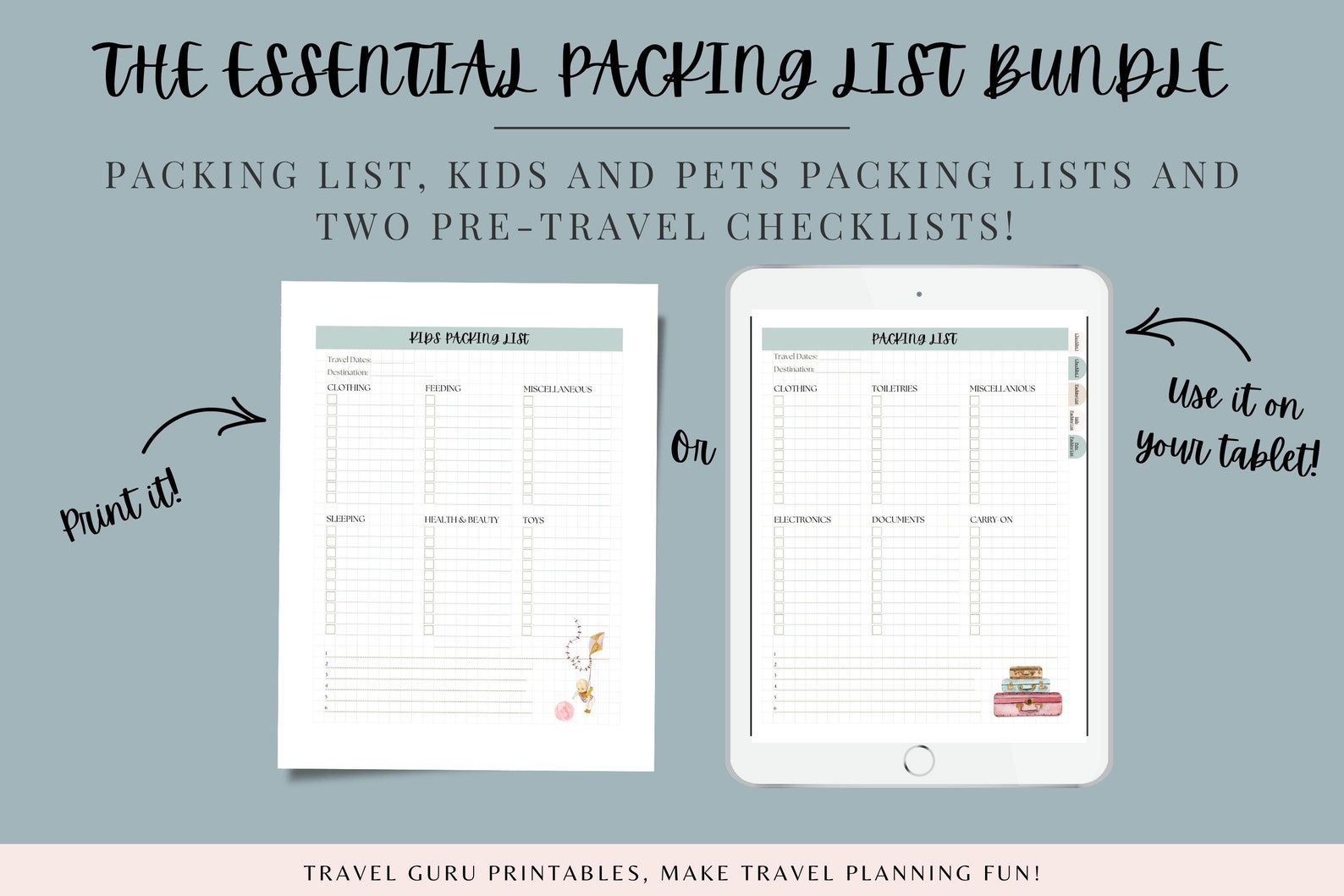 Packing List Printable Bundle Printable Packing List Goodnotes Packing ...