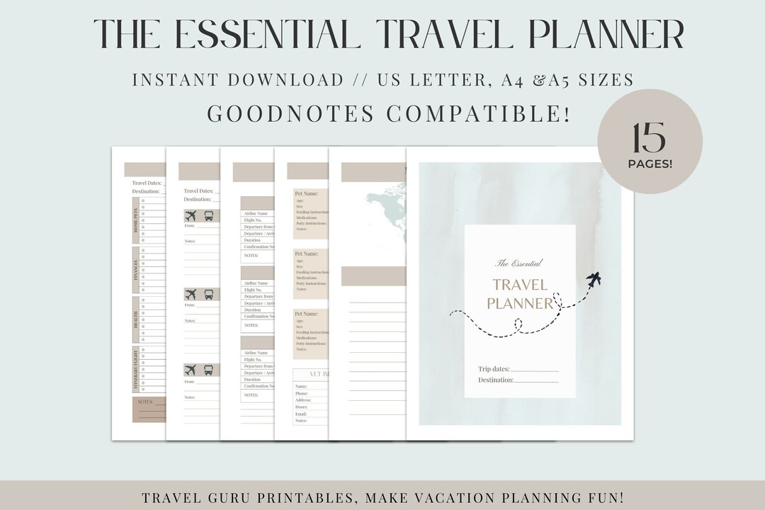 Goodnotes Travel Planner Minimalist Travel Planner - Etsy