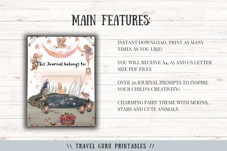 Fairy Themed Kids Creative Writing Journal Printable Children's Journal ...