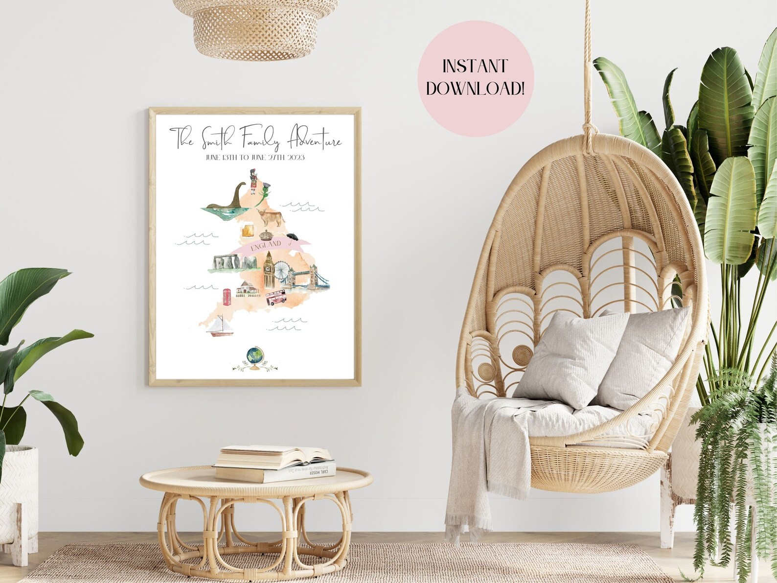 Watercolor Travel Map England Travel Map Custom Map Print Travel Map ...