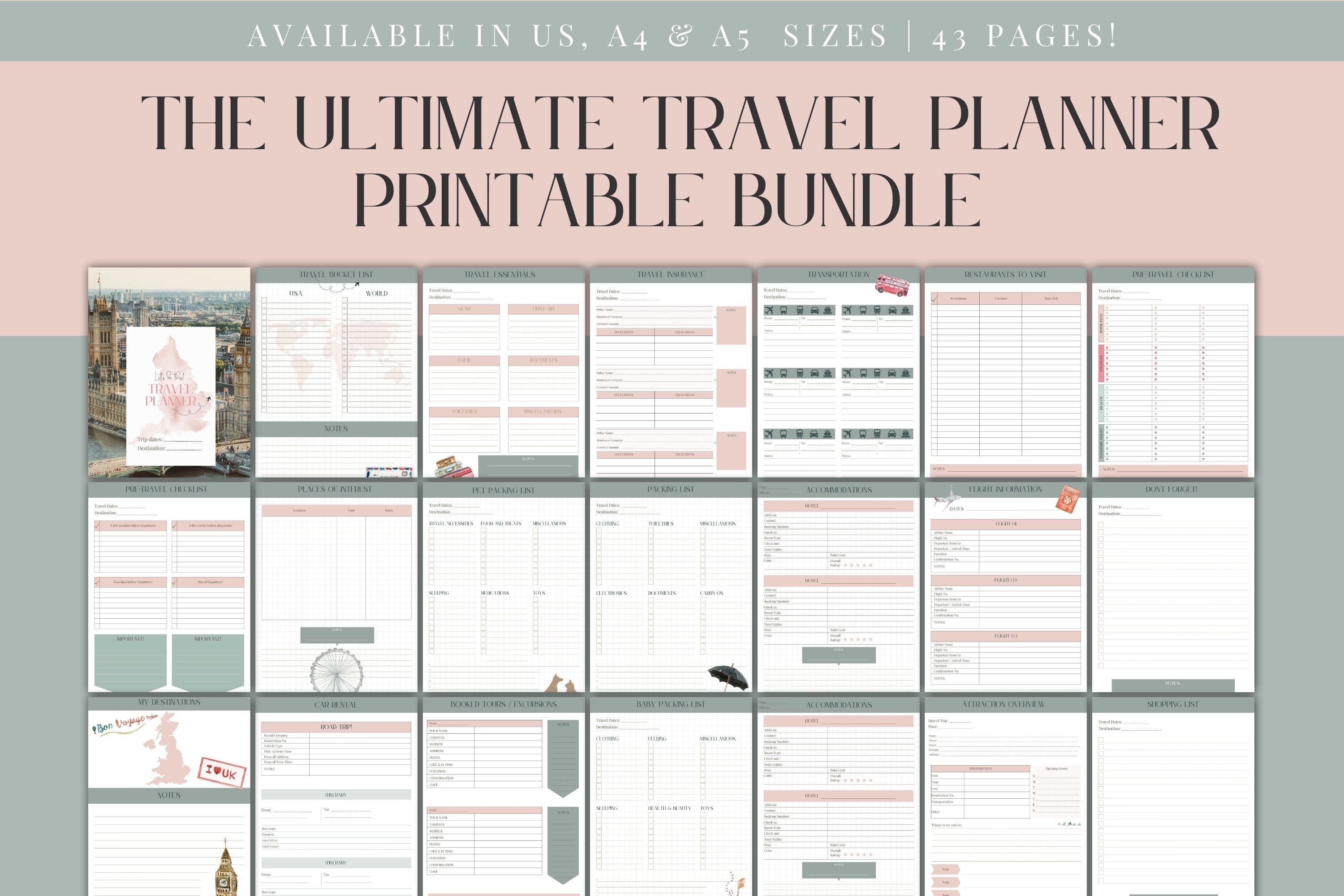 Printable London Travel Itinerary London Travel Planner Printable ...