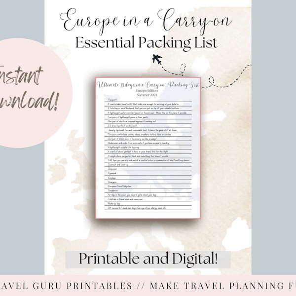 European Packing List - Etsy