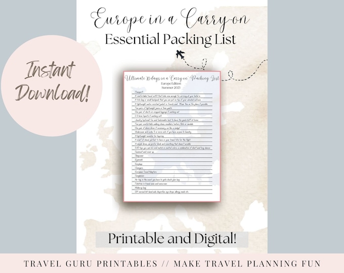 Europe Packing List Printable | Printable Packing List for Europe ...