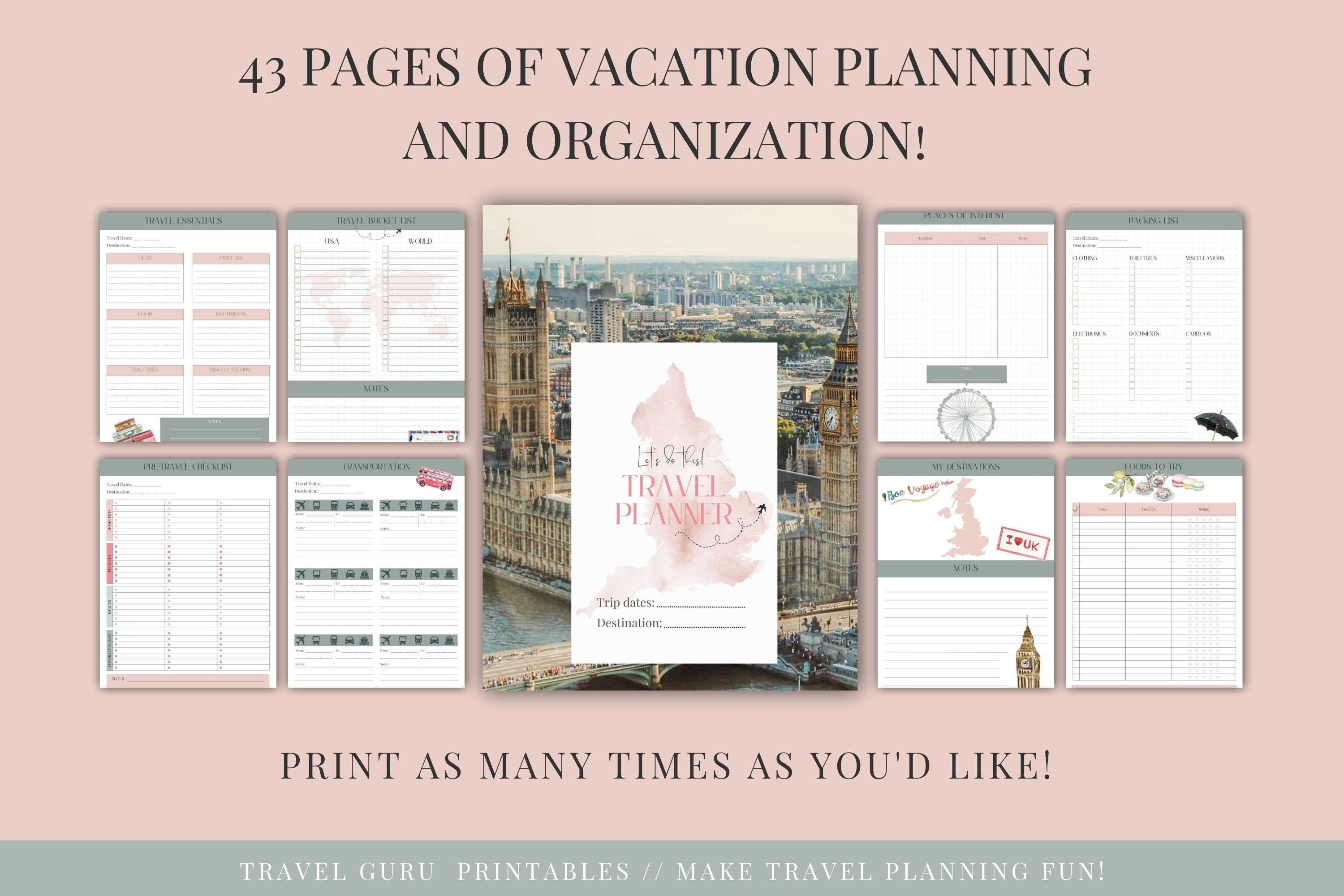 Printable London Travel Itinerary London Travel Planner Printable ...