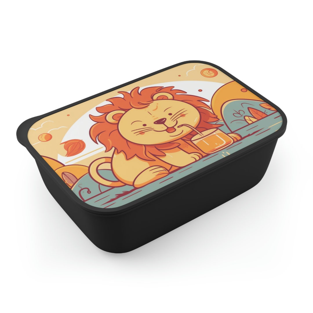 Happy Lion Montessori PLA Bento Box With Band and Utensils - Etsy