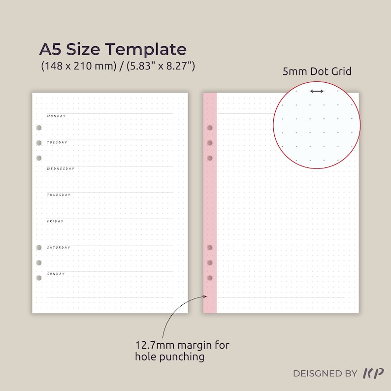 Bullet Planner Weekly Spread Template, Printable Weekly A5 Planner ...