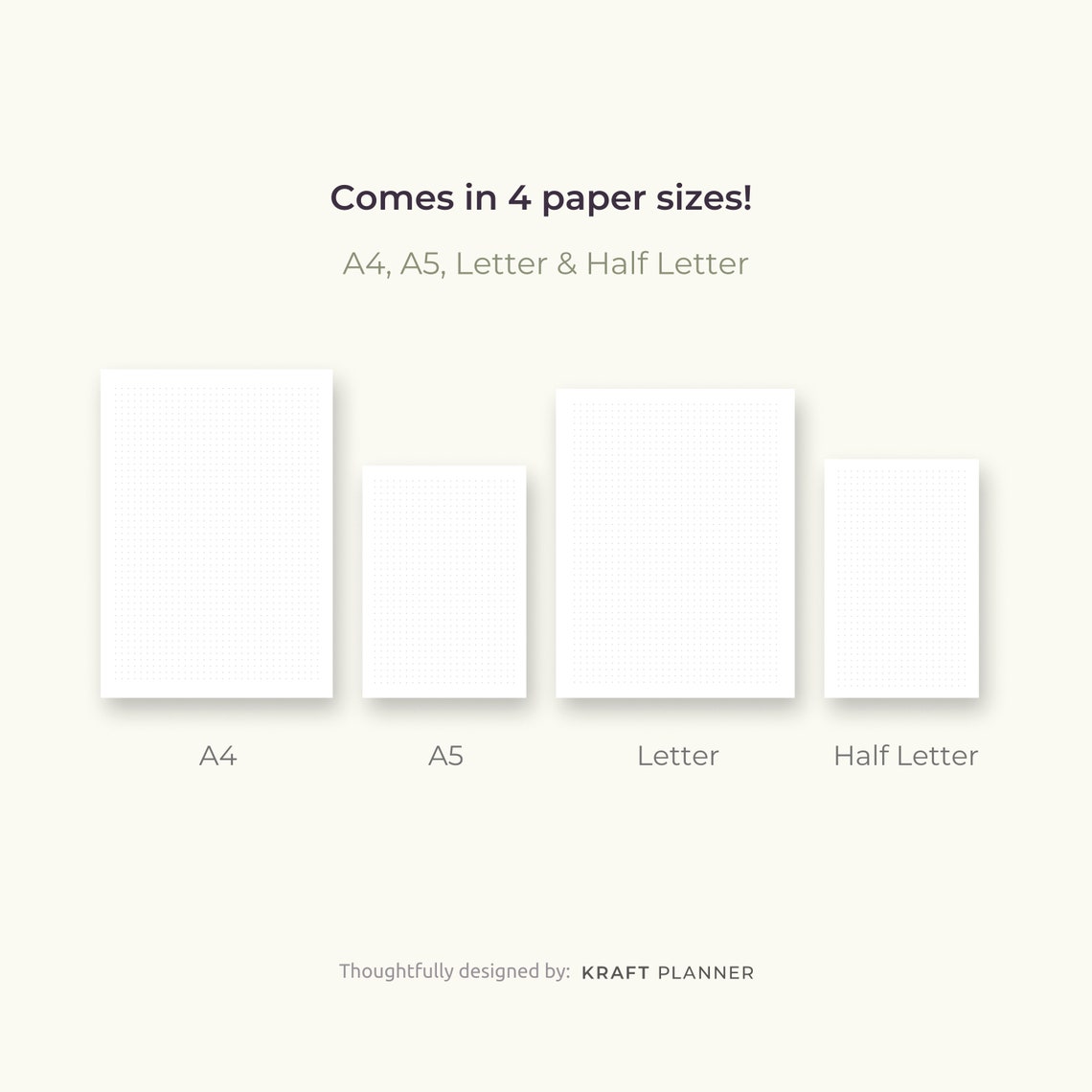 Printable Dot Grid Paper Bullet Journal Paper A4, A5, Letter, Half ...