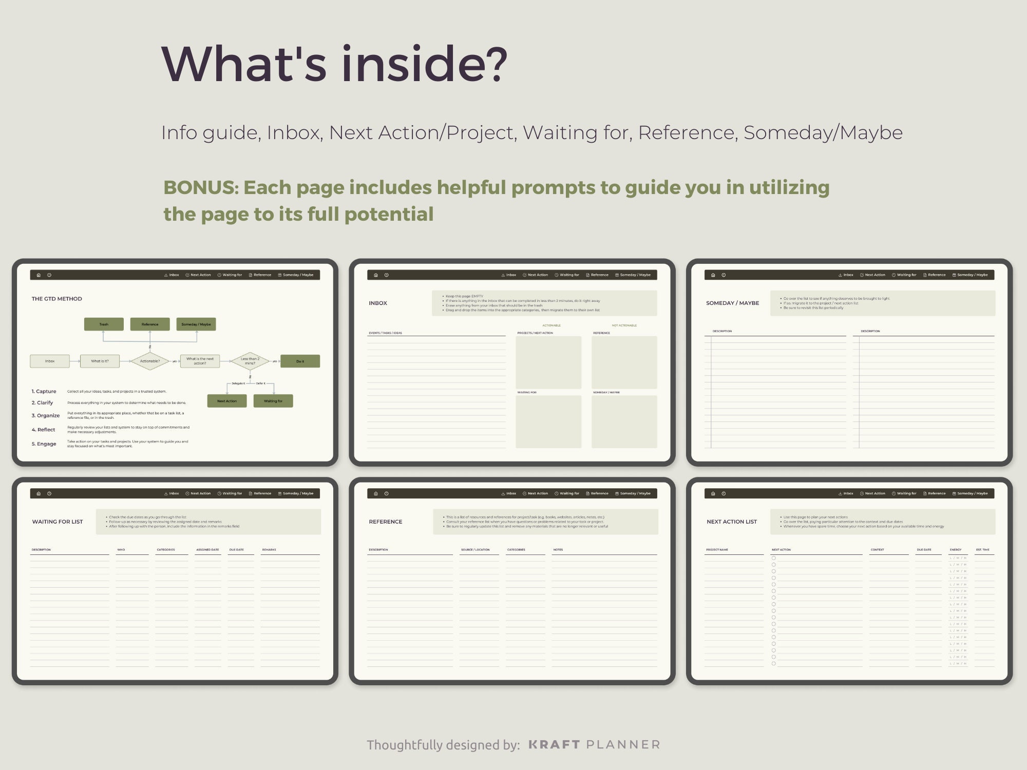 GTD Digital Planner: Task Organizer for Goodnotes & Notability (PDF) - Etsy