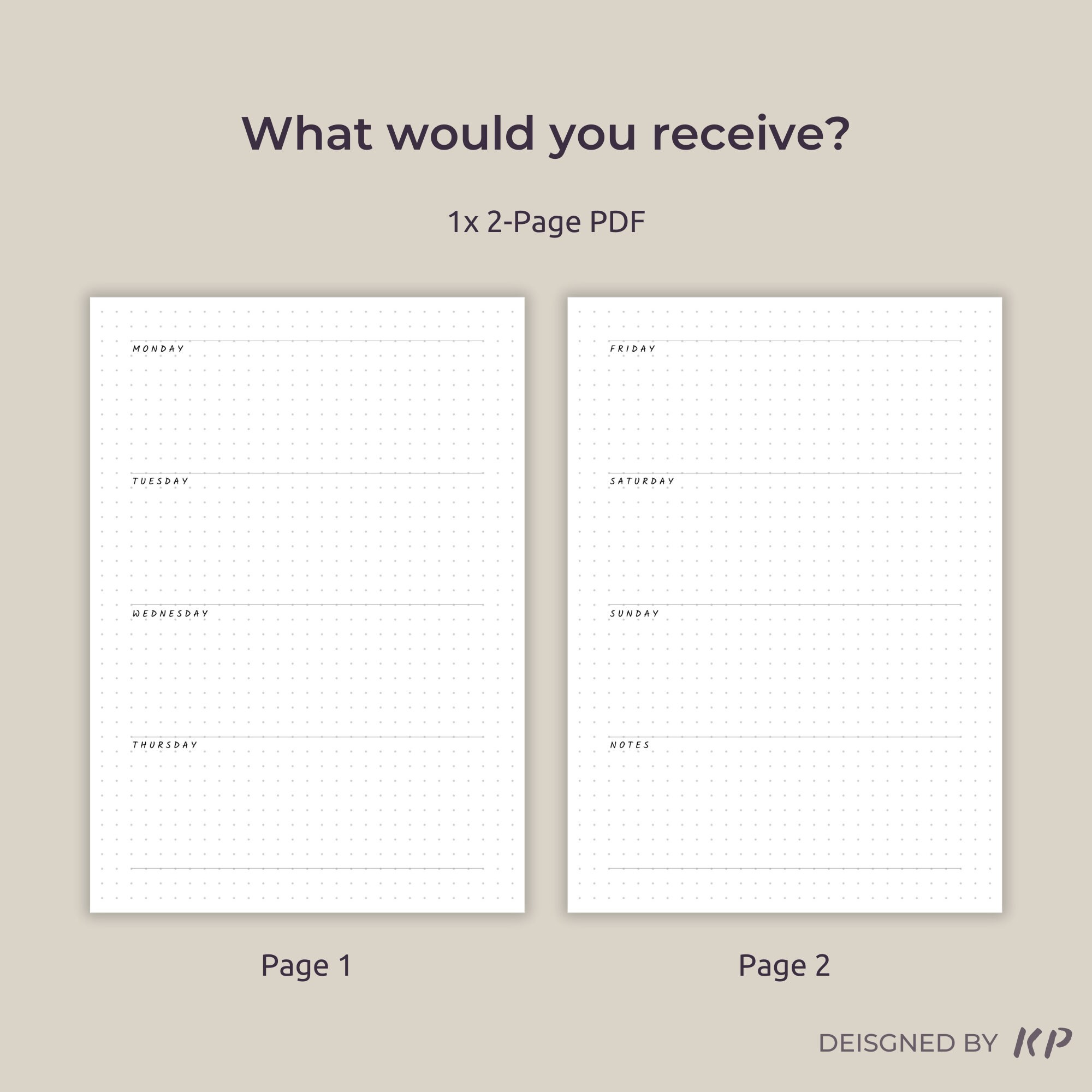 Weekly Spread Bullet Journal Printable A5 Bujo Weekly Log Template ...