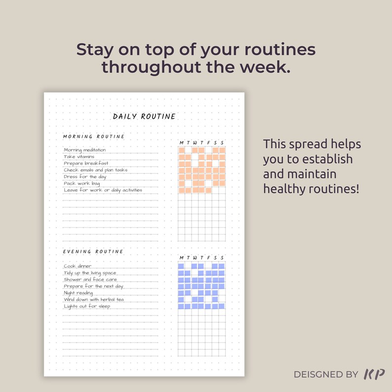 Daily Routine Tracker Printable Weekly Template, Habit Builder, Daily ...