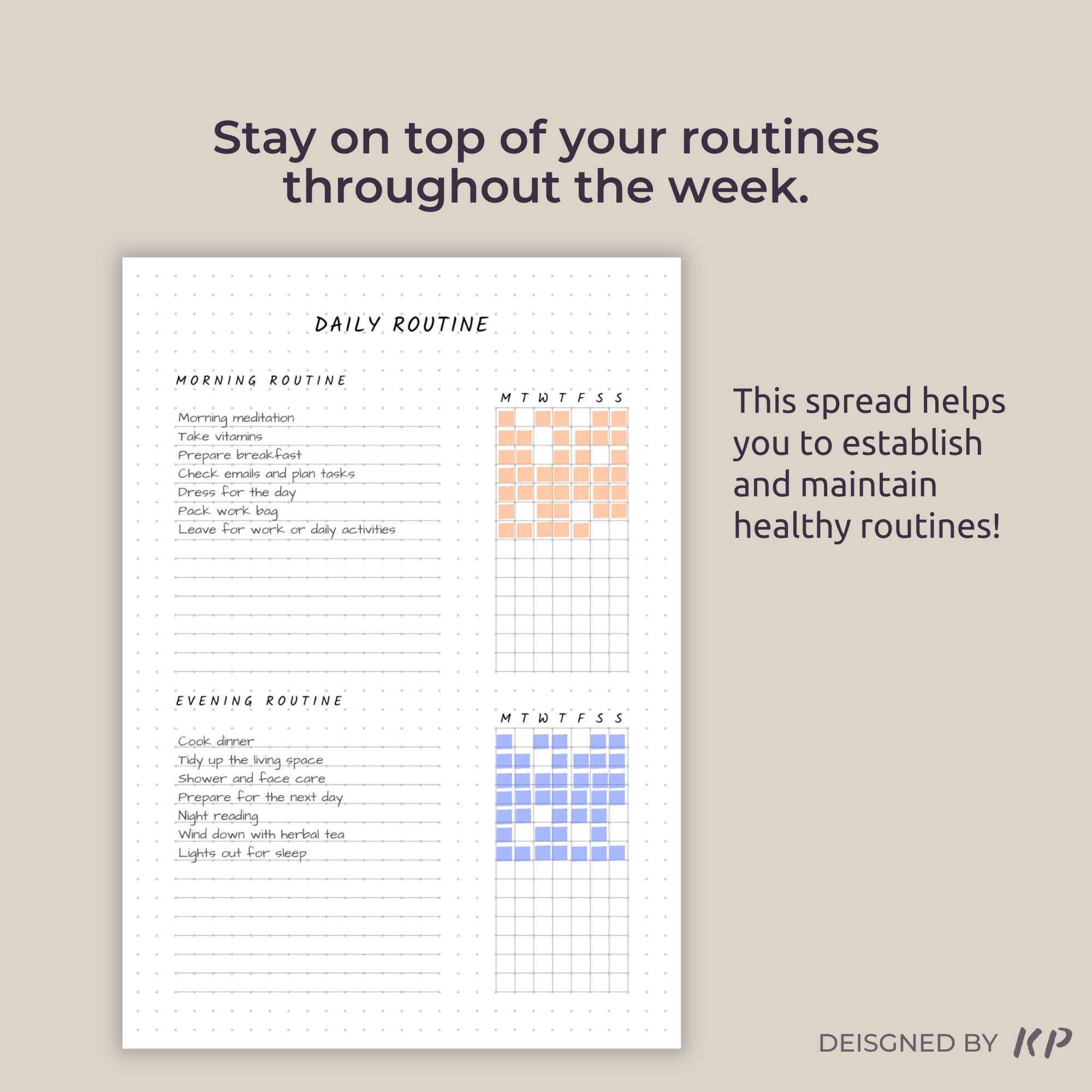 Daily Routine Tracker Printable Weekly Template, Habit Builder, Daily ...