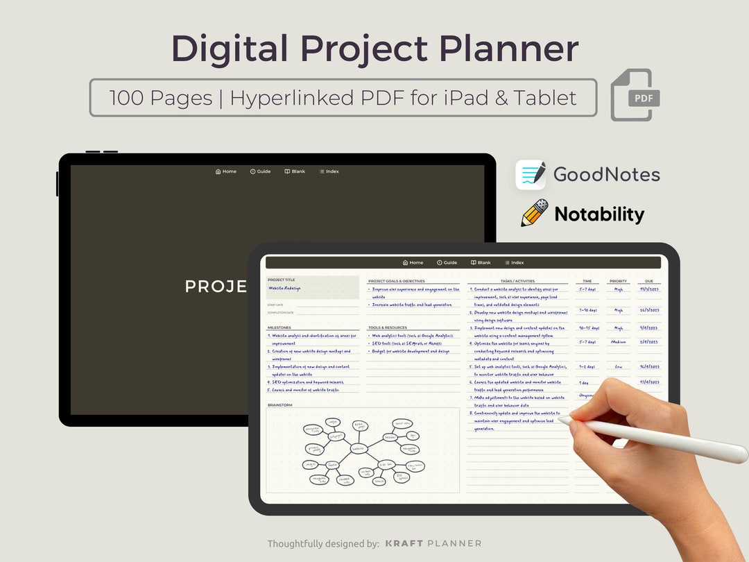 Digital Project Planner, Goodnotes Work Planner, Productivity Planner ...
