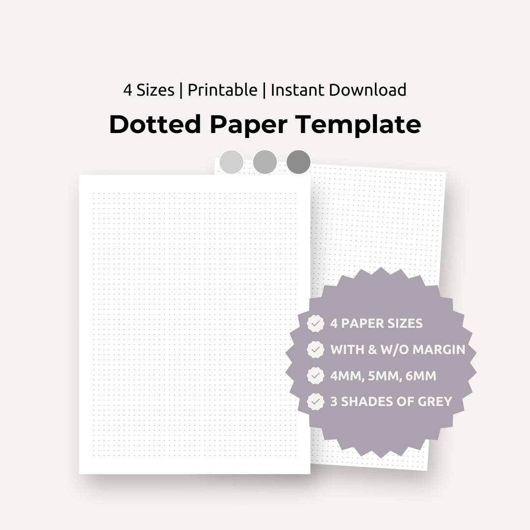 Printable Dot Grid Paper | Bullet Journal Paper | A4, A5, Letter, Half ...