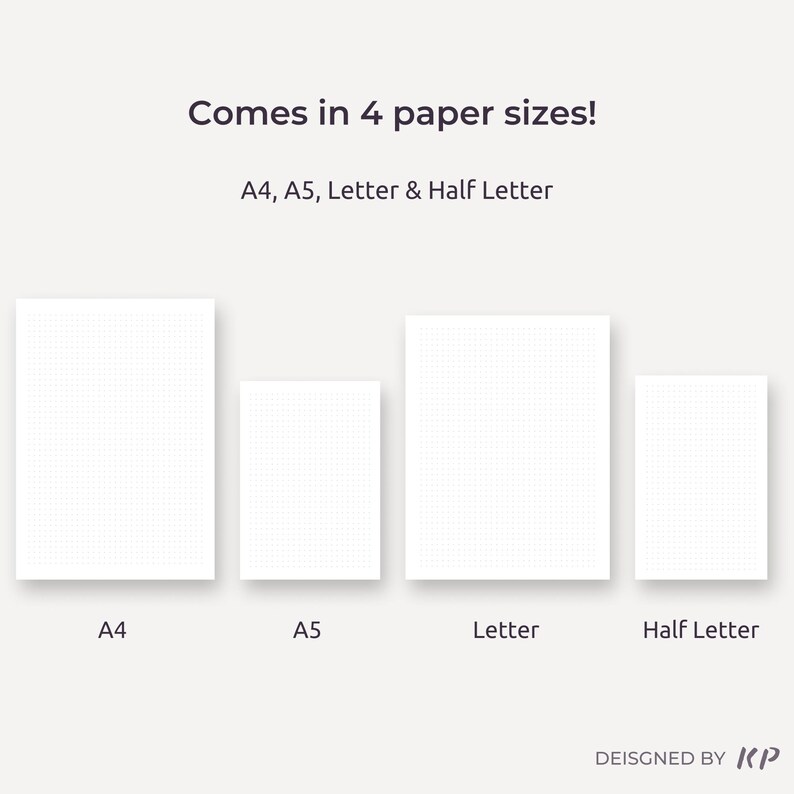 Printable Dot Grid Paper | Bullet Journal Paper | A4, A5, Letter, Half ...