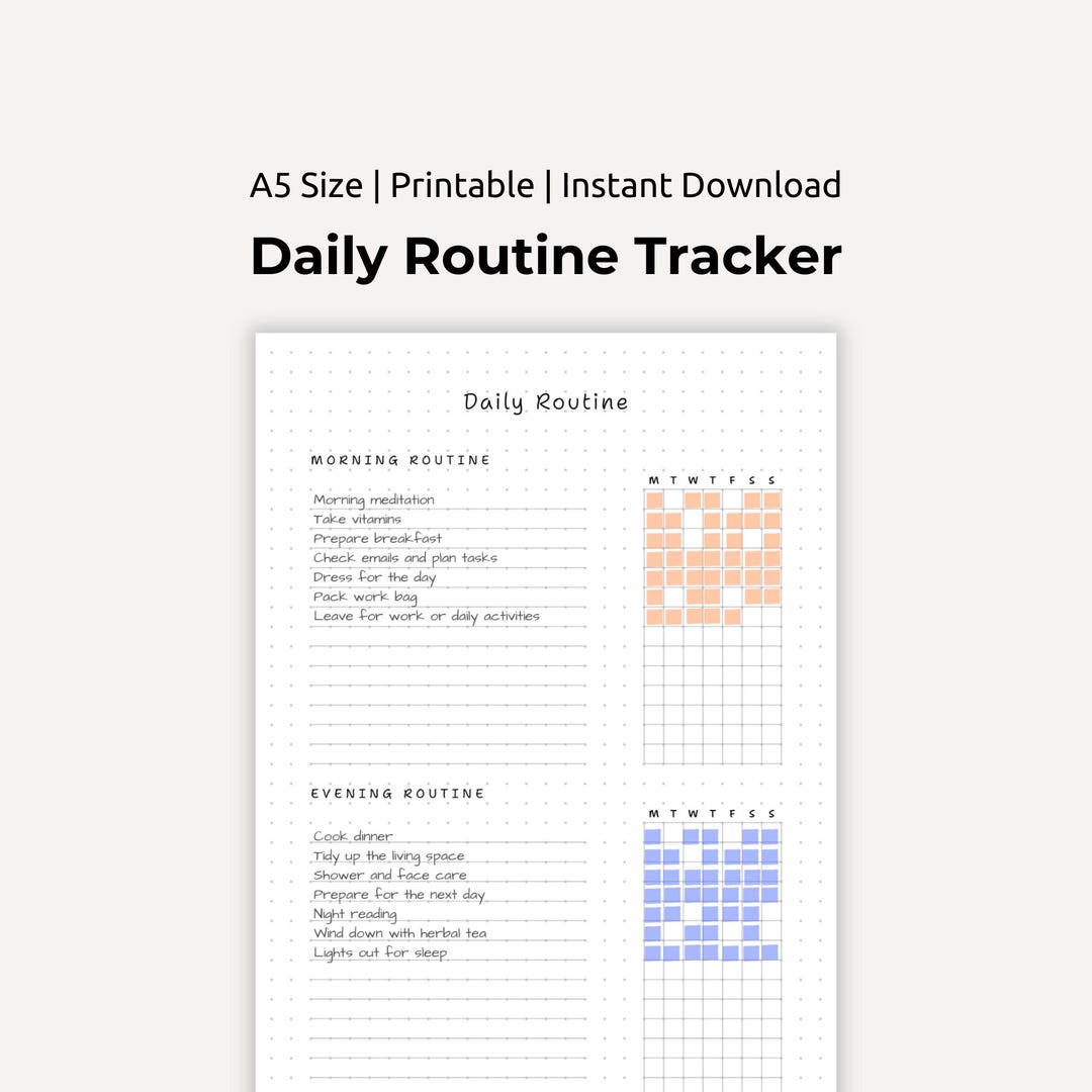 Daily Routine Tracker Printable Weekly Template, Habit Builder, Daily ...