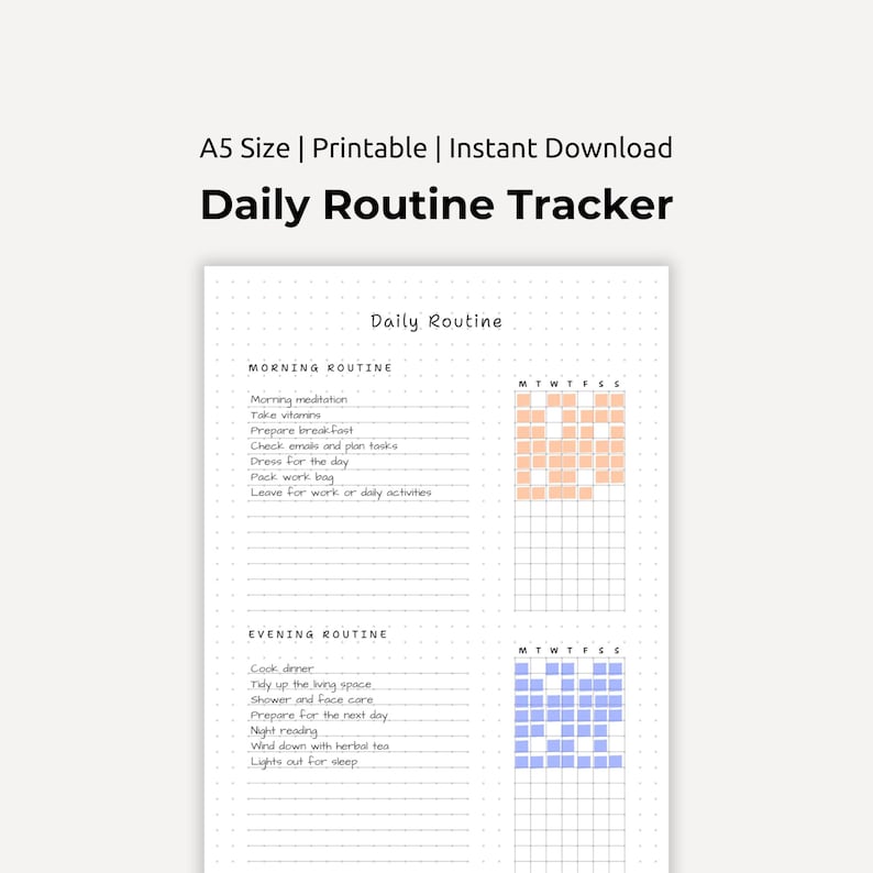 Daily Routine Tracker Printable Weekly Template, Habit Builder, Daily ...