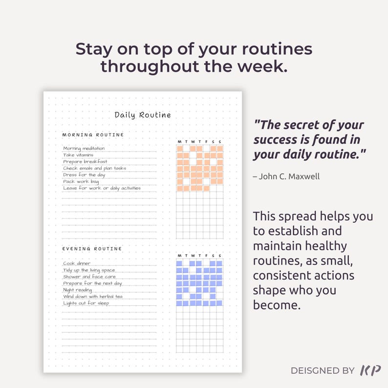 Daily Routine Tracker Printable Weekly Template, Habit Builder, Daily ...