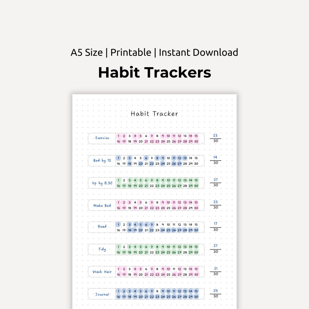 Monthly Habit Tracker Printable Template, Minimalistic Daily Habit ...