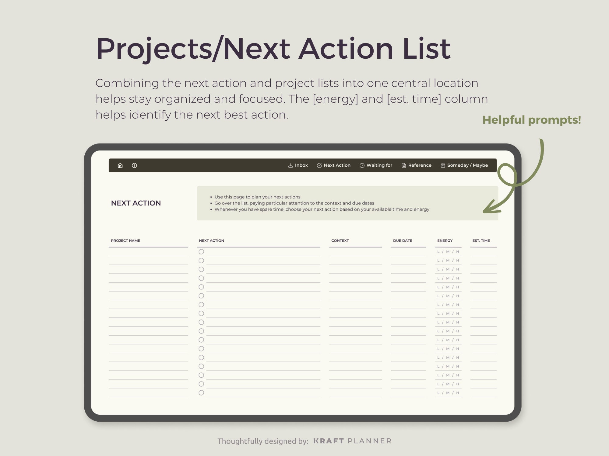 GTD Digital Planner: Task Organizer for Goodnotes & Notability (PDF) - Etsy