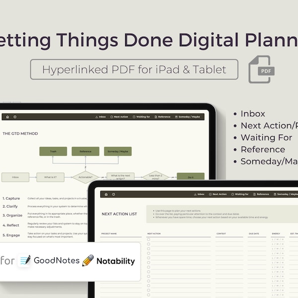 Gtd Excel Template - Etsy
