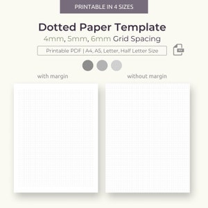 Printable Dot Grid Paper Bullet Journal Paper A4, A5, Letter, Half ...