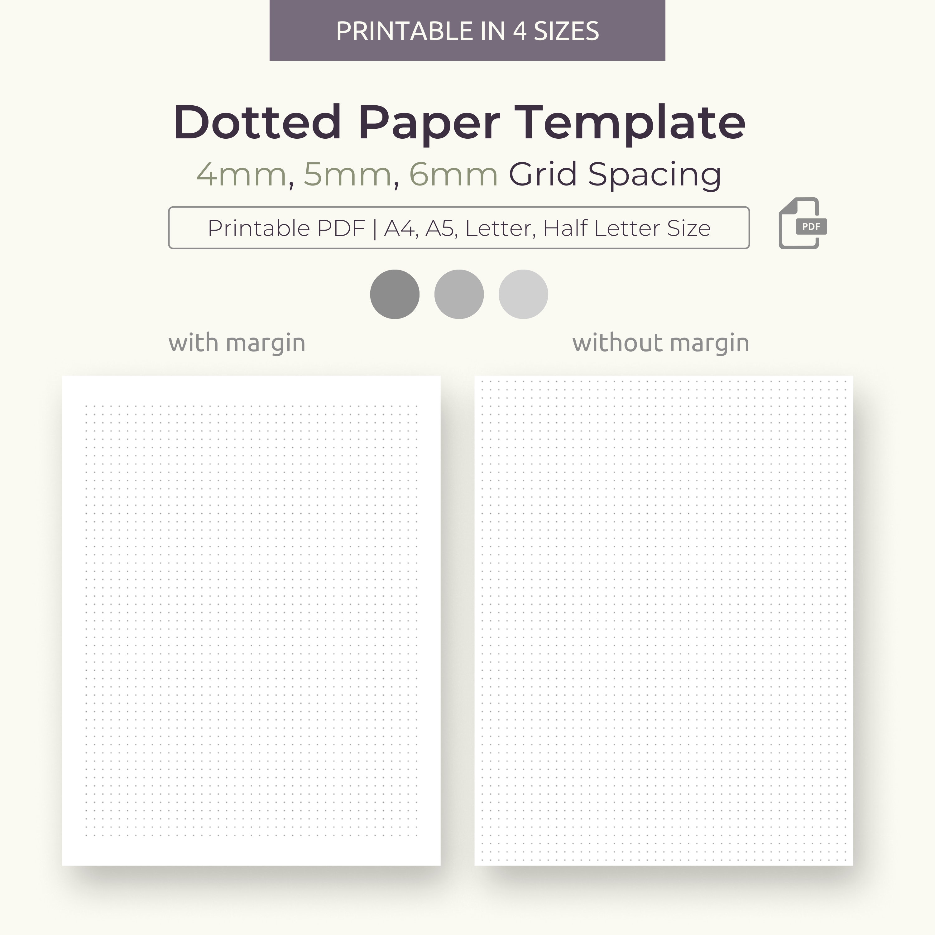 Printable Dot Grid Paper Bullet Journal Paper A4, A5, Letter, Half ...