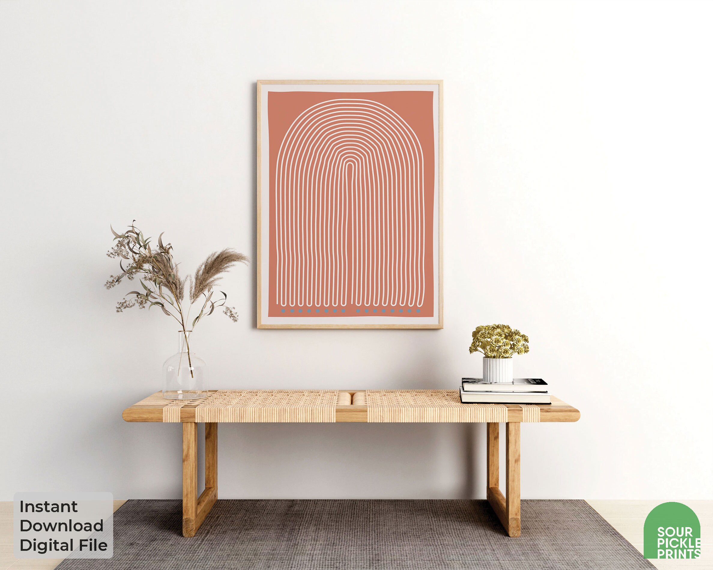 Mid Century Modern Wall Art Large Poster Warm Neutrals & - Etsy