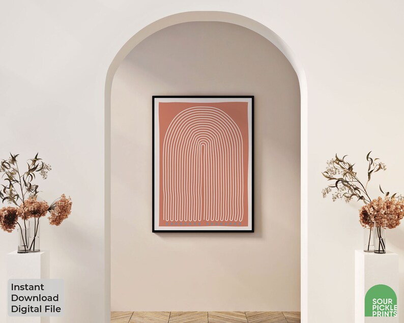 Mid Century Modern Wall Art Large Poster Warm Neutrals & - Etsy
