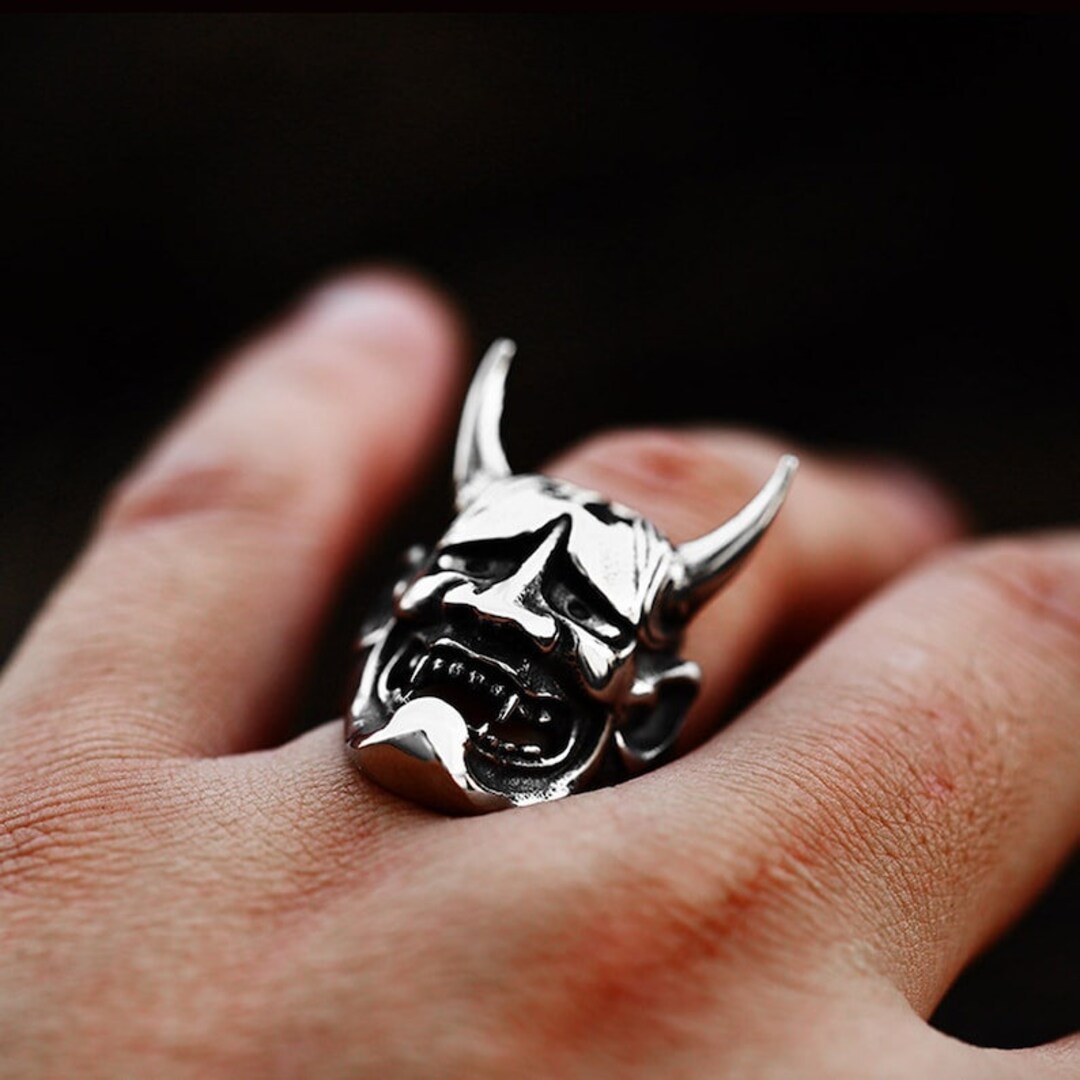 Oni Mask Ring Hannya Mask Ring Japanese Demon Ring Samurai - Etsy