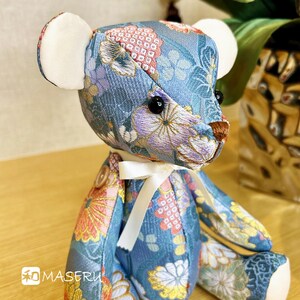 Handmade Teddy Bear, Made in Japan Using Traditional Japanese Fabrics ...